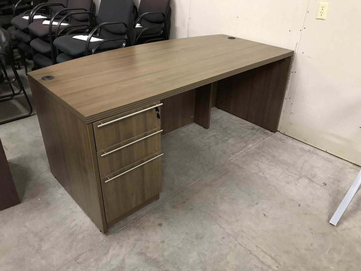 Modern Walnut Modern Walnut Executive Bow Front Desk | Status by ...