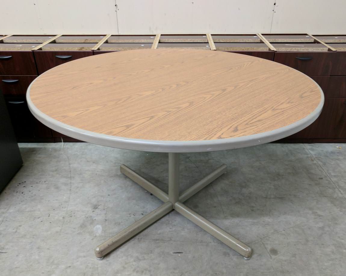 48â€ Round Oak Laminate Table