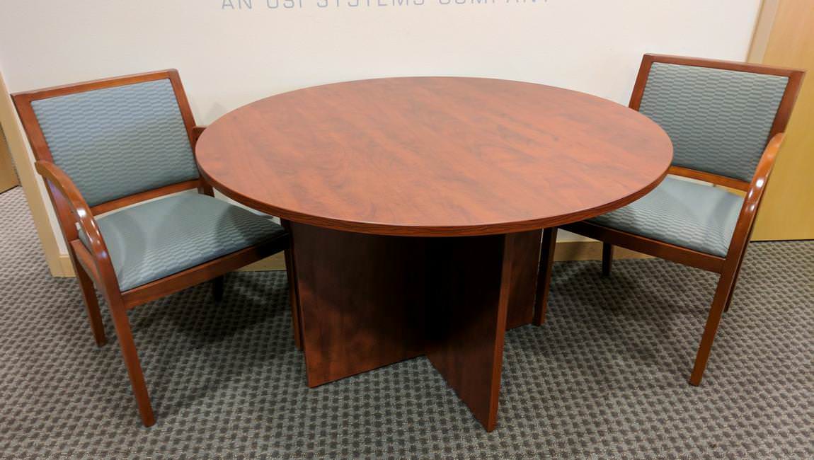 48” Round Cherry Laminate Table | Madison Liquidators