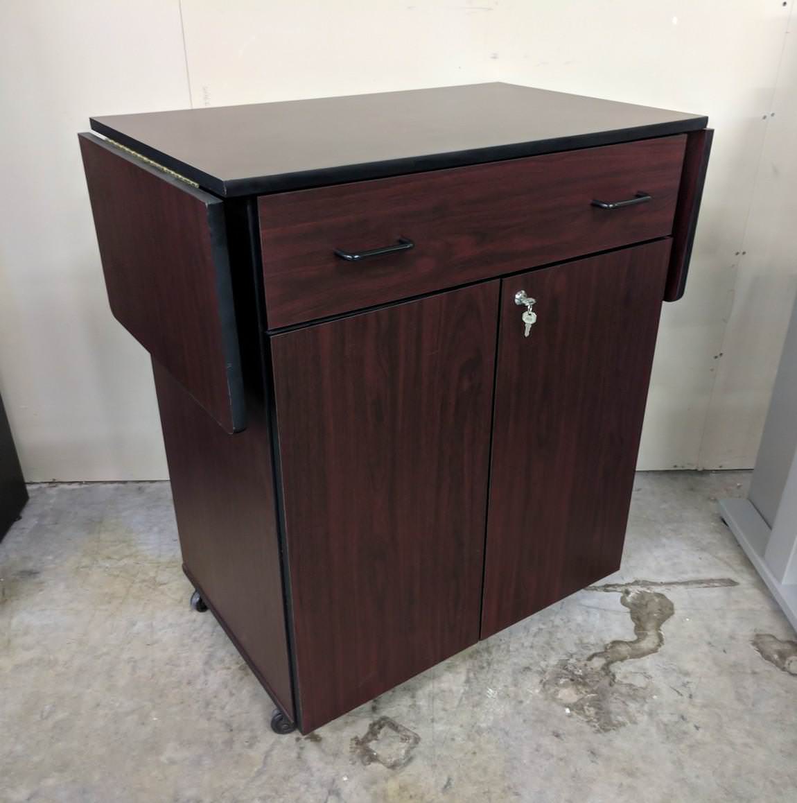 Mahogany Mahogany Laminate Rolling Storage Cabinet