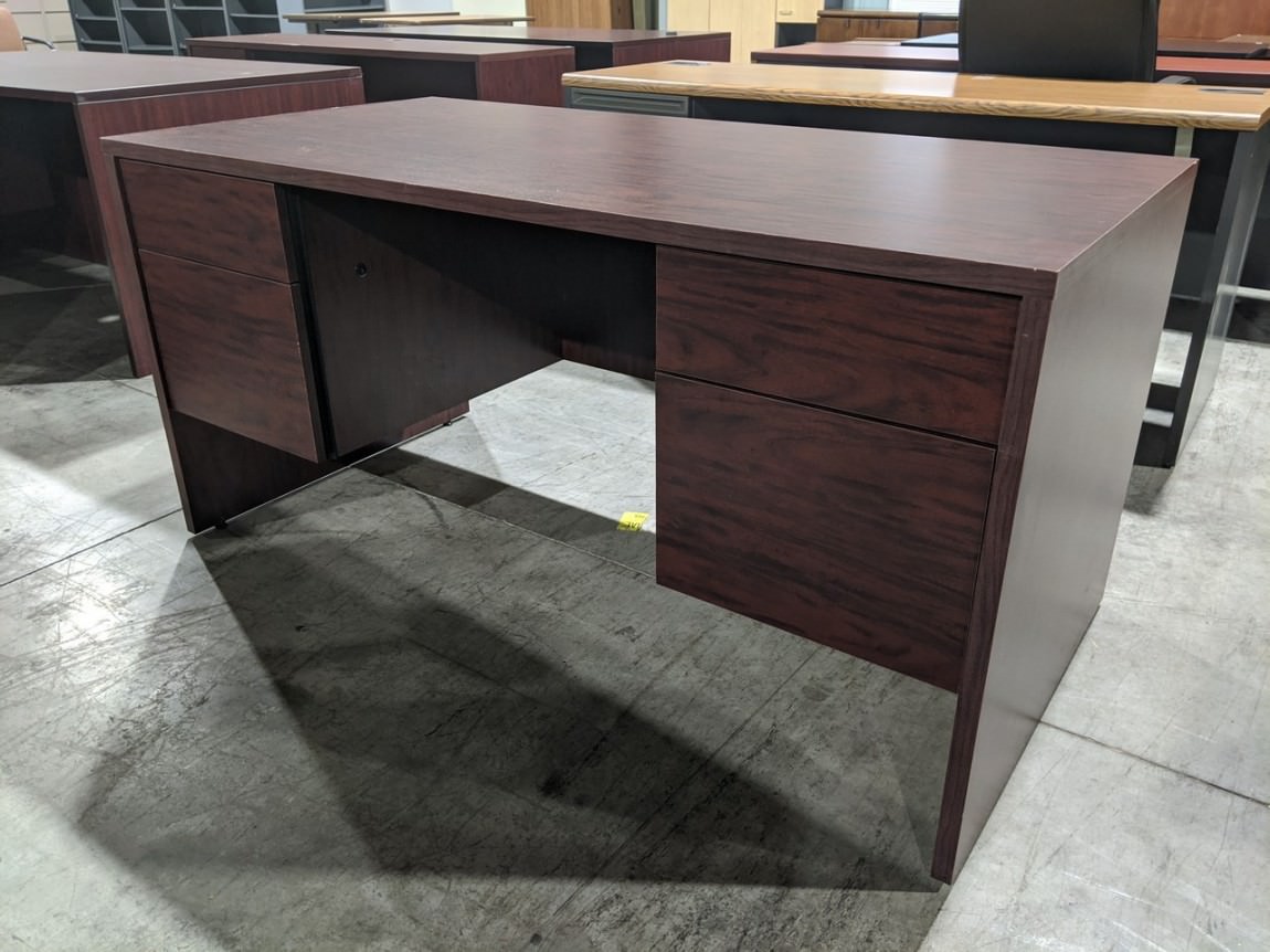 Mahogany Mahogany Laminate Desk with Drawers - 60x29.75