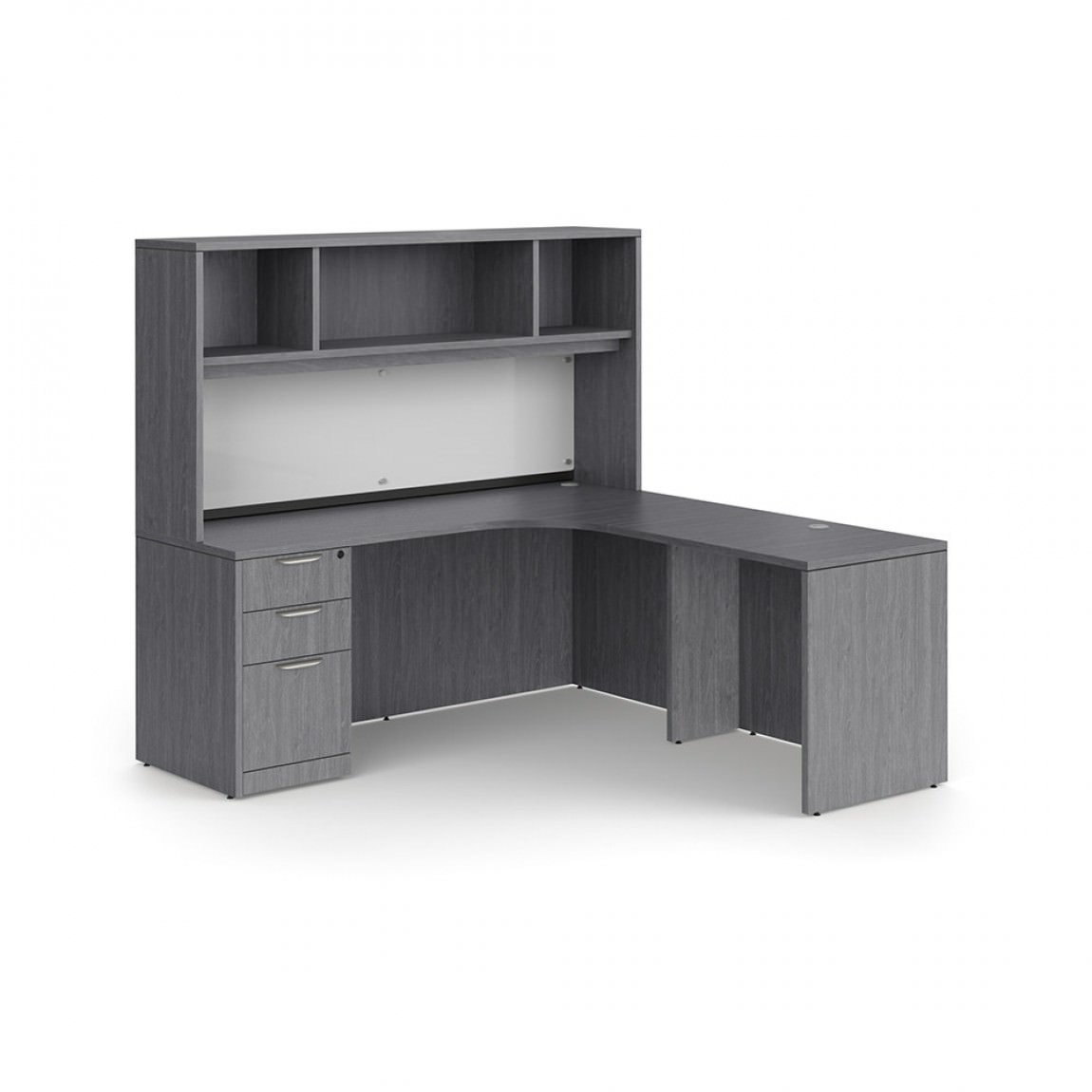 Gray L Shaped Desk with Hutch | Madison Liquidators