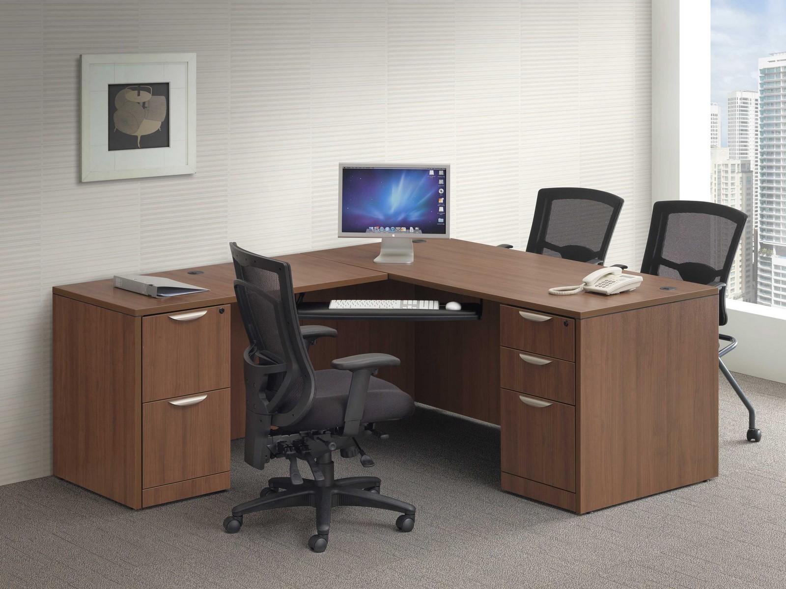 Small L Shaped Desk With Drawers And Keyboard Tray